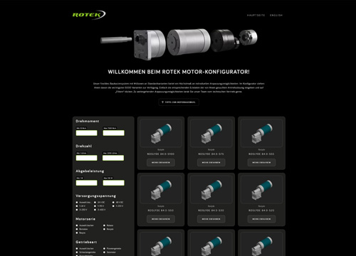 Leichtere Antriebsauswahl mit Konfigurator - ROTEK Motoren & Getriebe